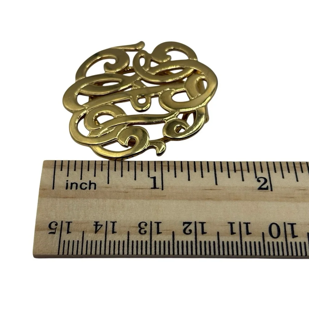 Accessories | Vintage Scarf Dress Clip Gold Tone Monogram Initials ...